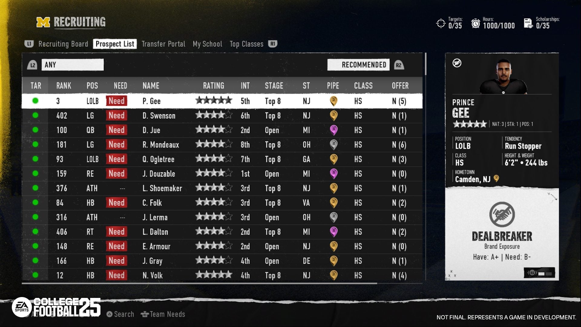 ea sports college football 25 recruiting screen - Operation Sports